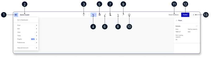 Overview of the Archilogic Editor interface